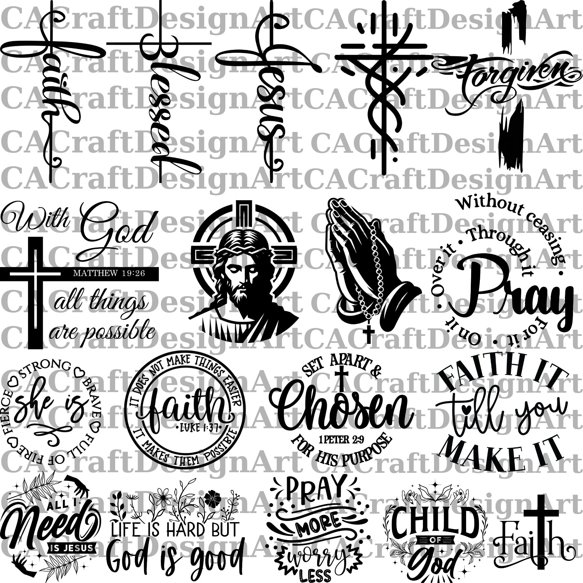 Christian Svg Png Bundle, Faith Svg, Jesus Svg, Cross Svg, Bible Quotes ...