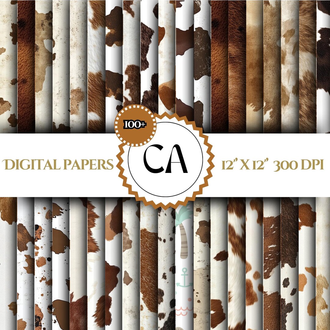 Cowhide Seamless Digital Paper, Rustic Cow Print Background, Realistic ...