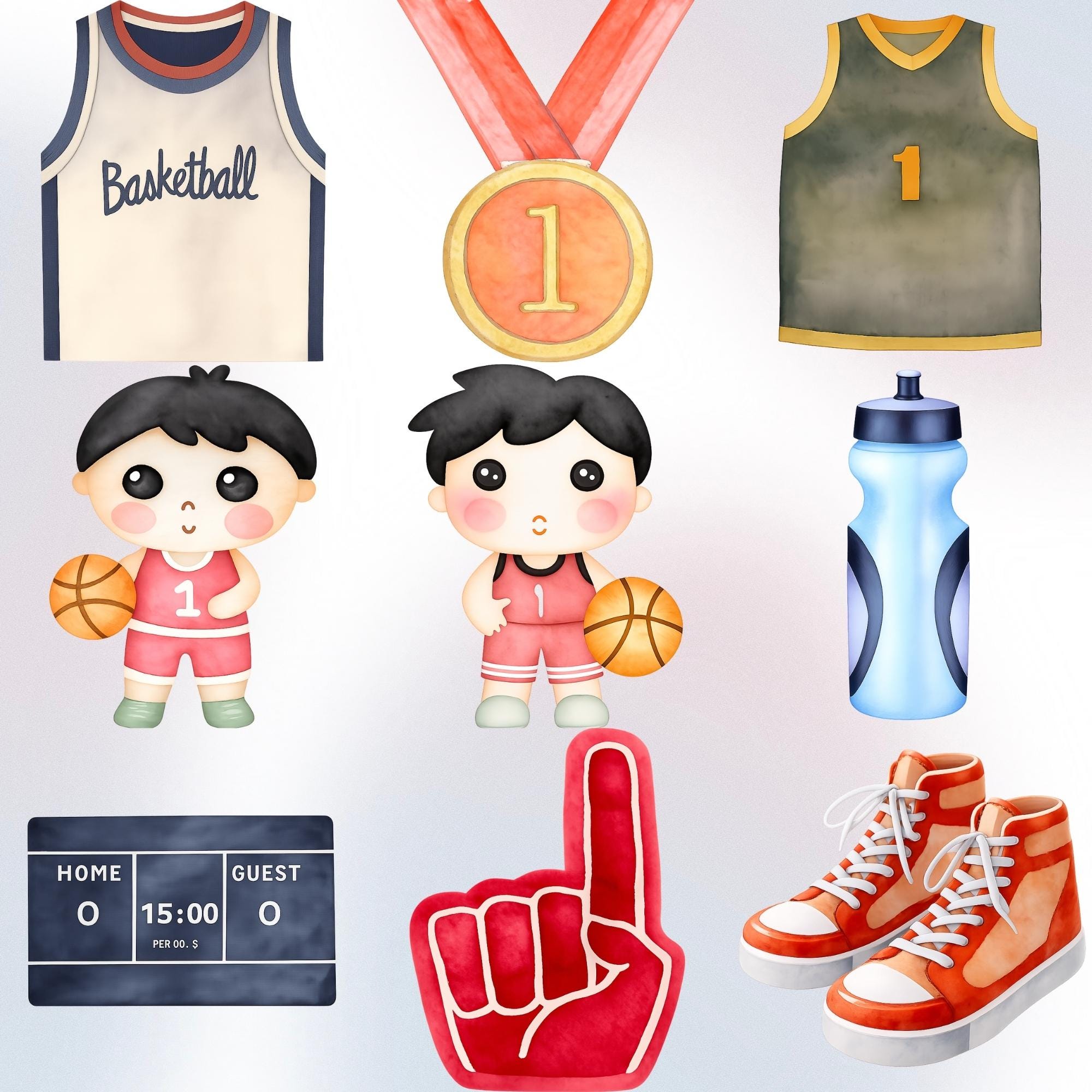 Watercolor Basketball Clipart PNG | Basketball Sports Clipart Set ...