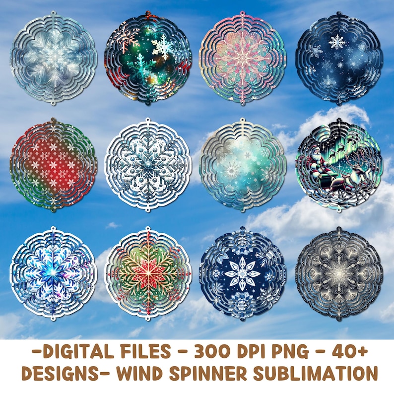 Snowflakes Christmas Wind Spinner Bundle, Christmas Wind Spinner ...