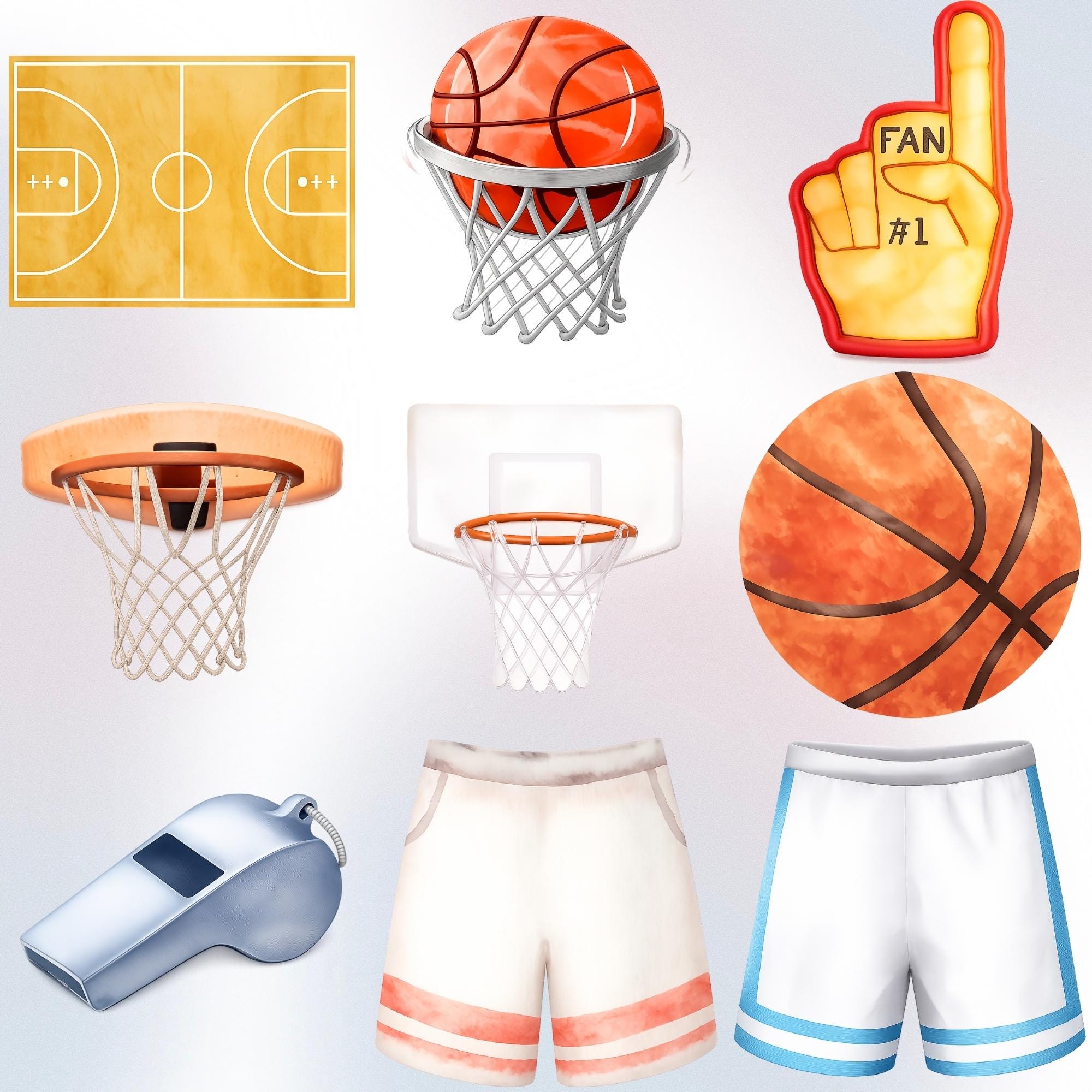 Watercolor Basketball Clipart PNG | Basketball Sports Clipart Set ...