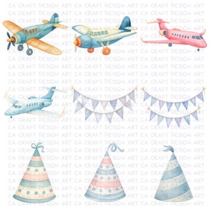 Watercolor Air Transport Clipart Bundle, Airplane Kids Nursery Clipart ...