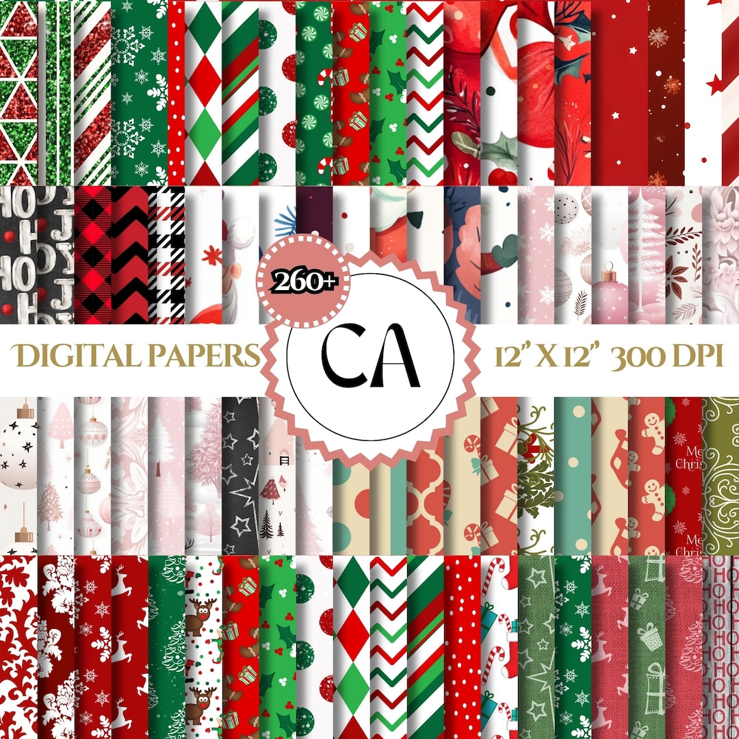 260+ Christmas Digital Paper Mega Bundle, Christmas Print Digital ...