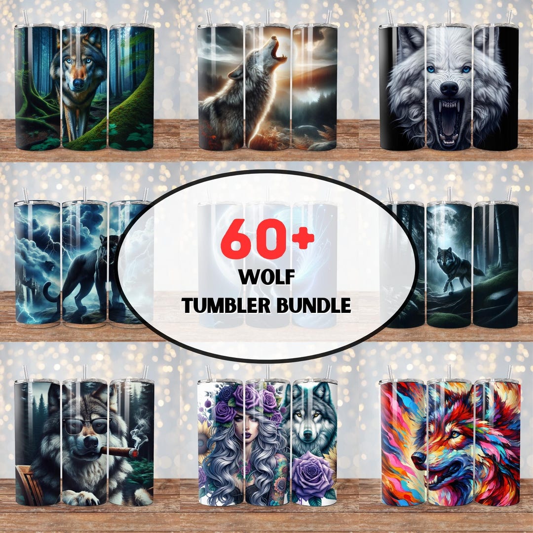 60+ Wolves Tumbler Wrap Bundle, Wolf 20 Oz Skinny Tumbler Sublimation ...