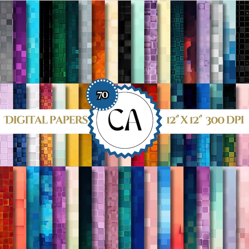 Pixel Digital Paper Bundle, Pixelated Background, Printable Minecraft ...