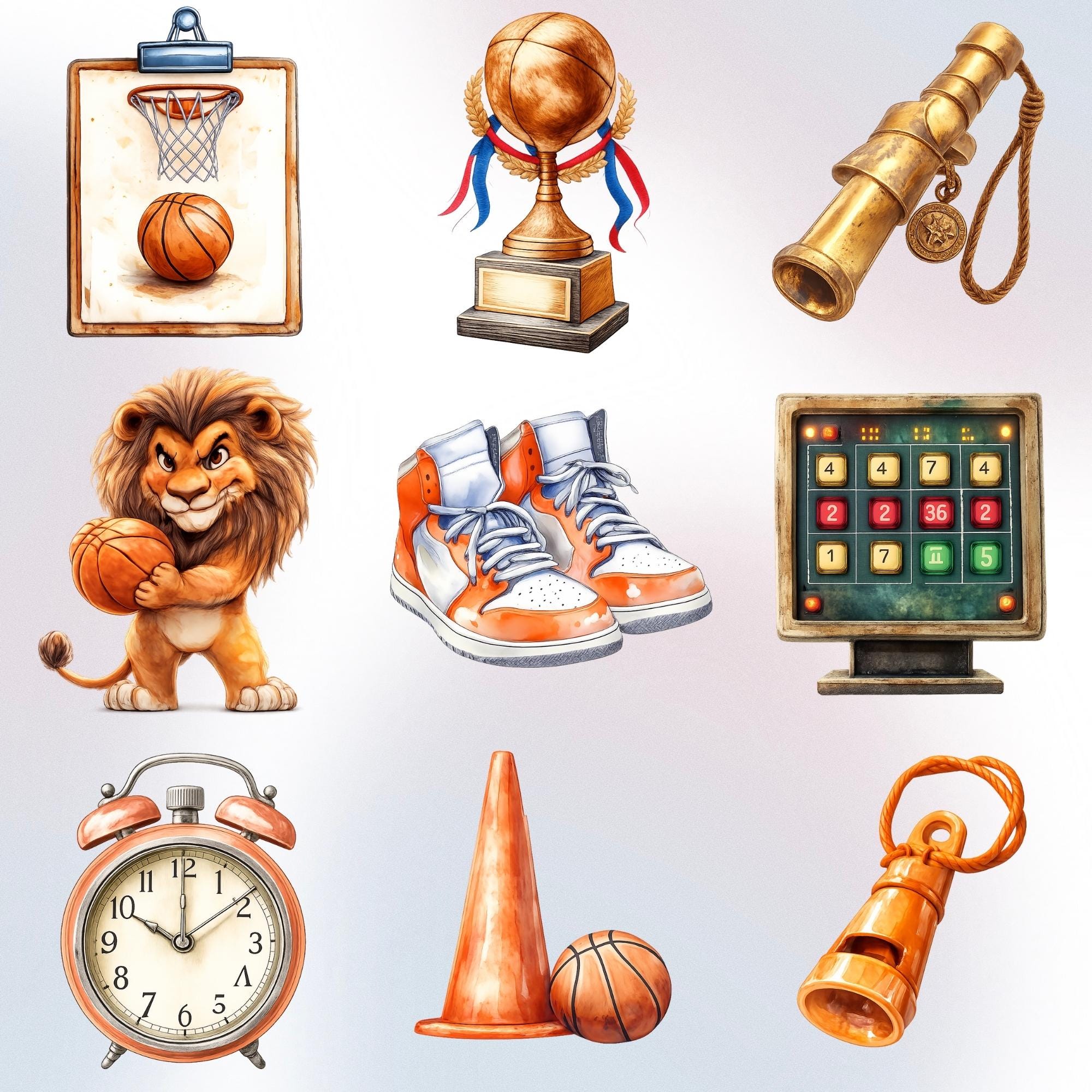 Watercolor Basketball Clipart PNG | Basketball Sports Clipart Set ...