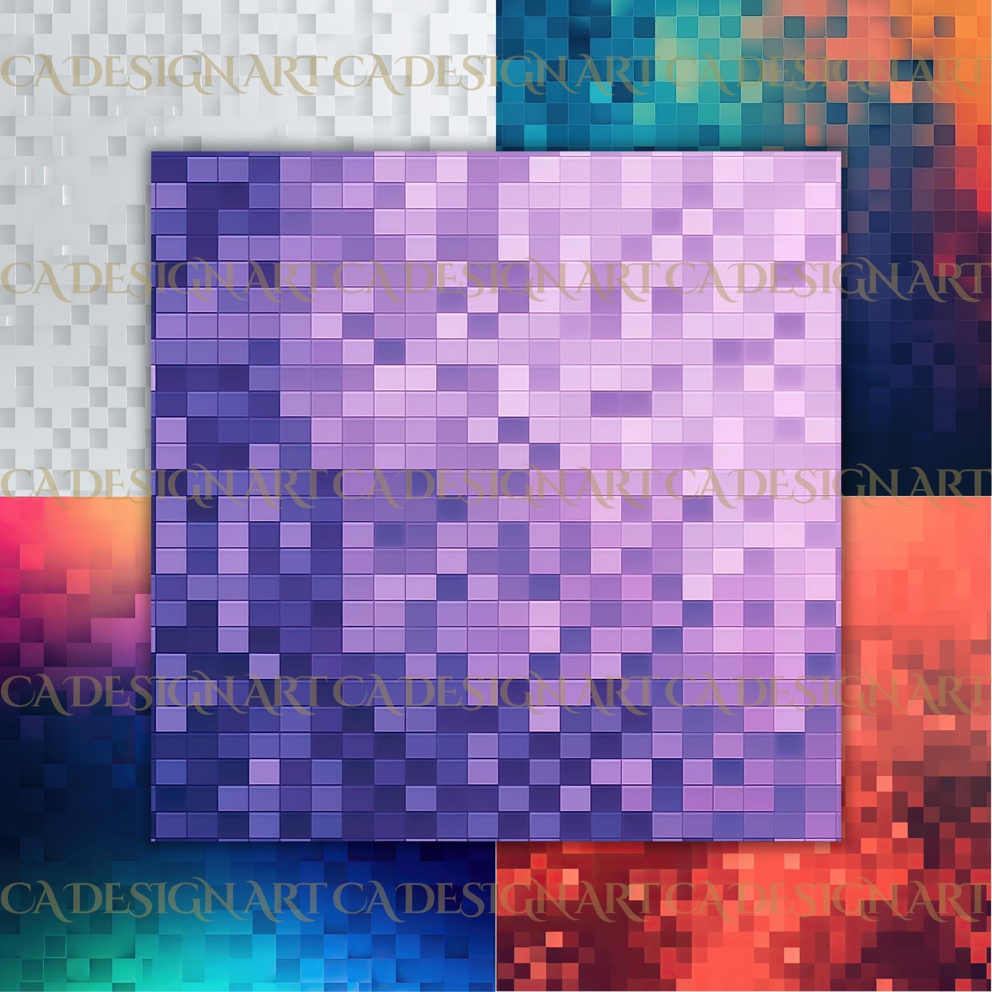 Pixel Digital Paper Bundle, Pixelated Background, Printable Minecraft Digital Paper, Mosaic ...