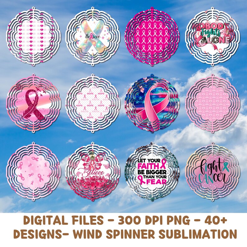 Breast Cancer Wind Spinner Sublimation Design Bundle, We Don't Know How ...