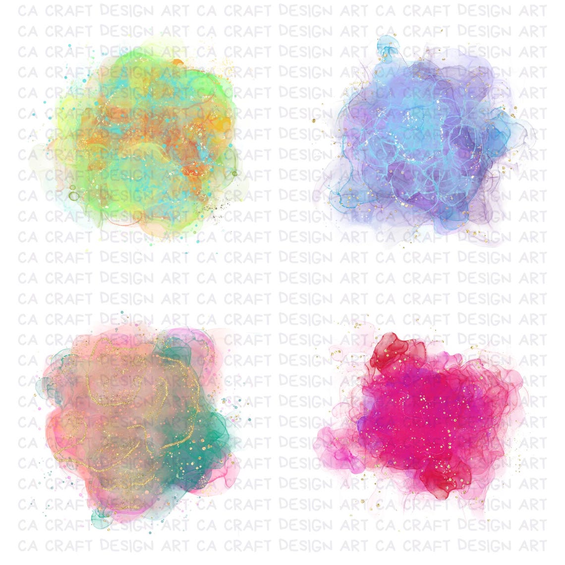 Dreamy Watercolor Splashes Clipart Bundle, Watercolor Splatter Png ...