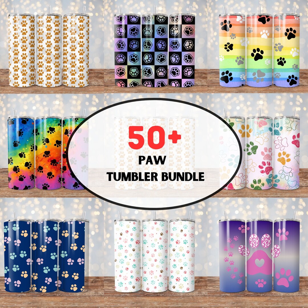 Paw Pattern Dog Tumbler Teel Pink Puff Paw Tumbler Png Dog Mama Png ...