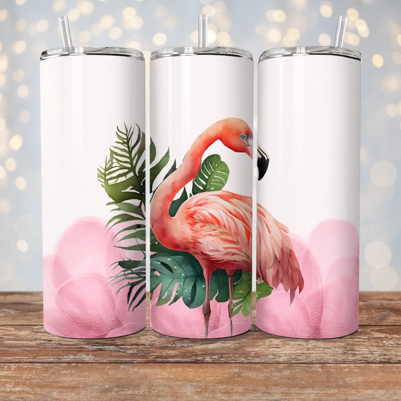 60 Flamingos Tumbler Wrap Bundle, 20oz Skinny Tumbler Sublimaion Design ...