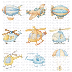 Watercolor Air Transport Clipart Bundle, Airplane Kids Nursery Clipart ...