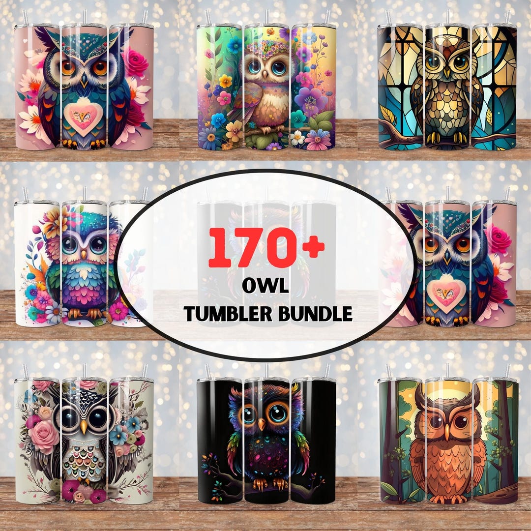 170+ Owl Tumbler Wrap Designs Bundle, Watercolor Owl Tumbler Designs ...
