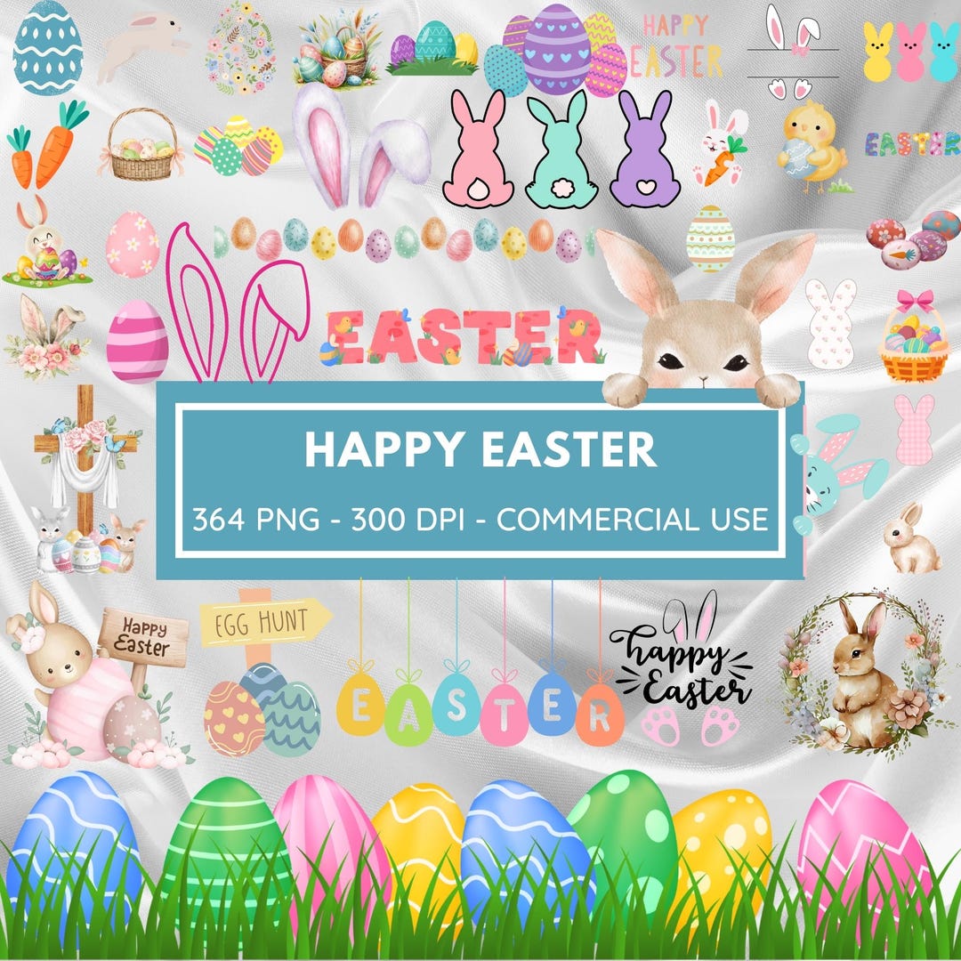360+ Mega Easter Clipart Bundle, Easter Bunny Egg Clipart, Printable ...