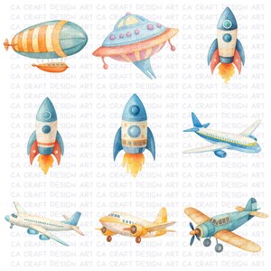 Watercolor Air Transport Clipart Bundle, Airplane Kids Nursery Clipart ...