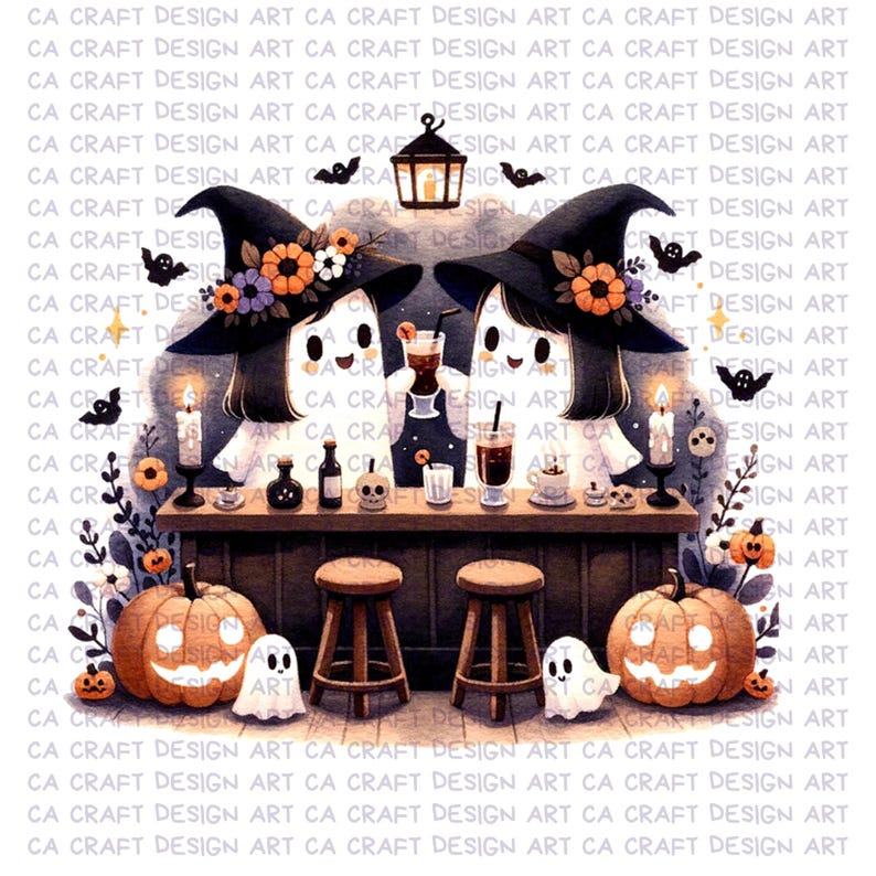 Watercolor Halloween Ghost Clipart Bundle Cute Halloween Clipart ...