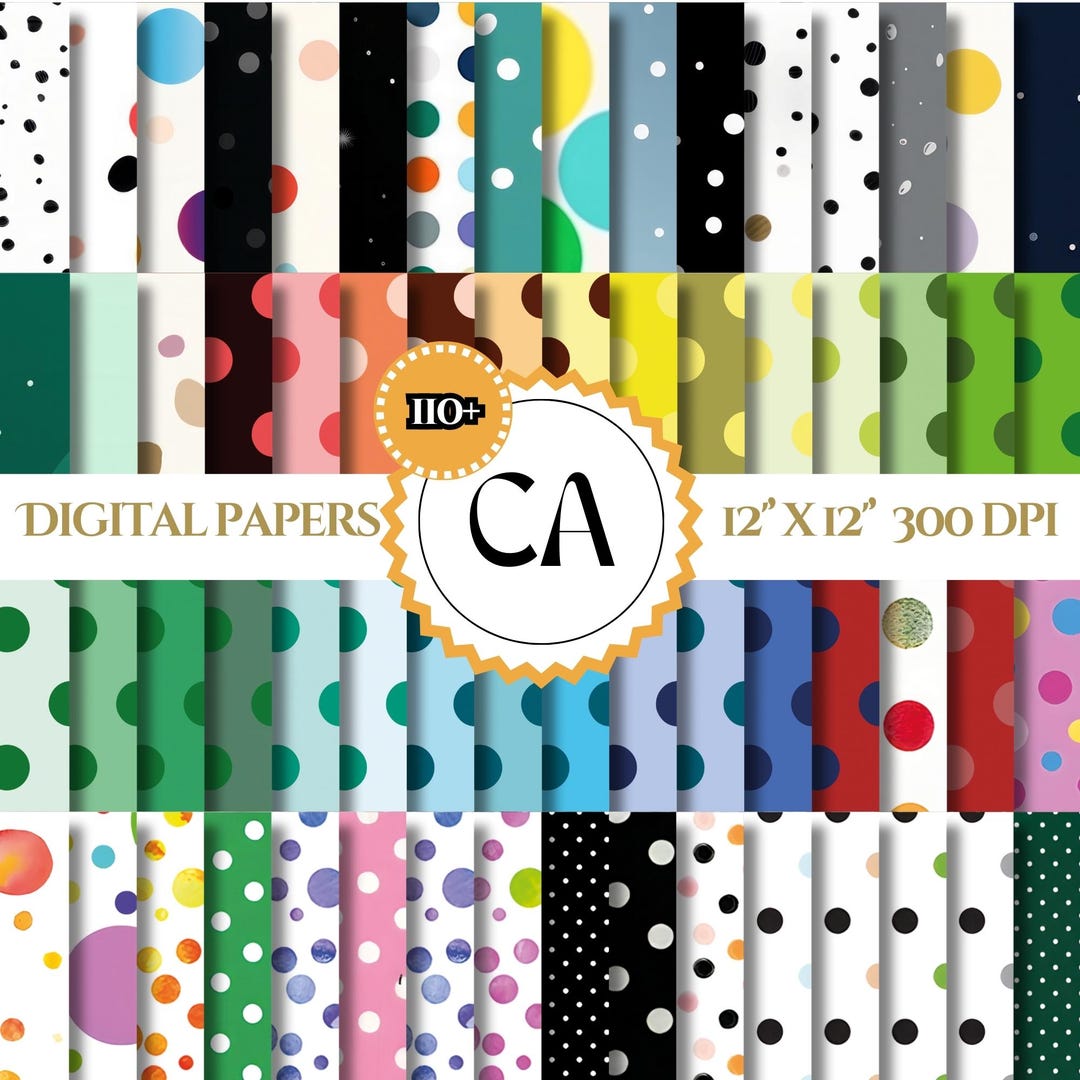 110+ Dots Digital Paper Dots Pattern 12x12 Pastel Neutral Bright Dark ...