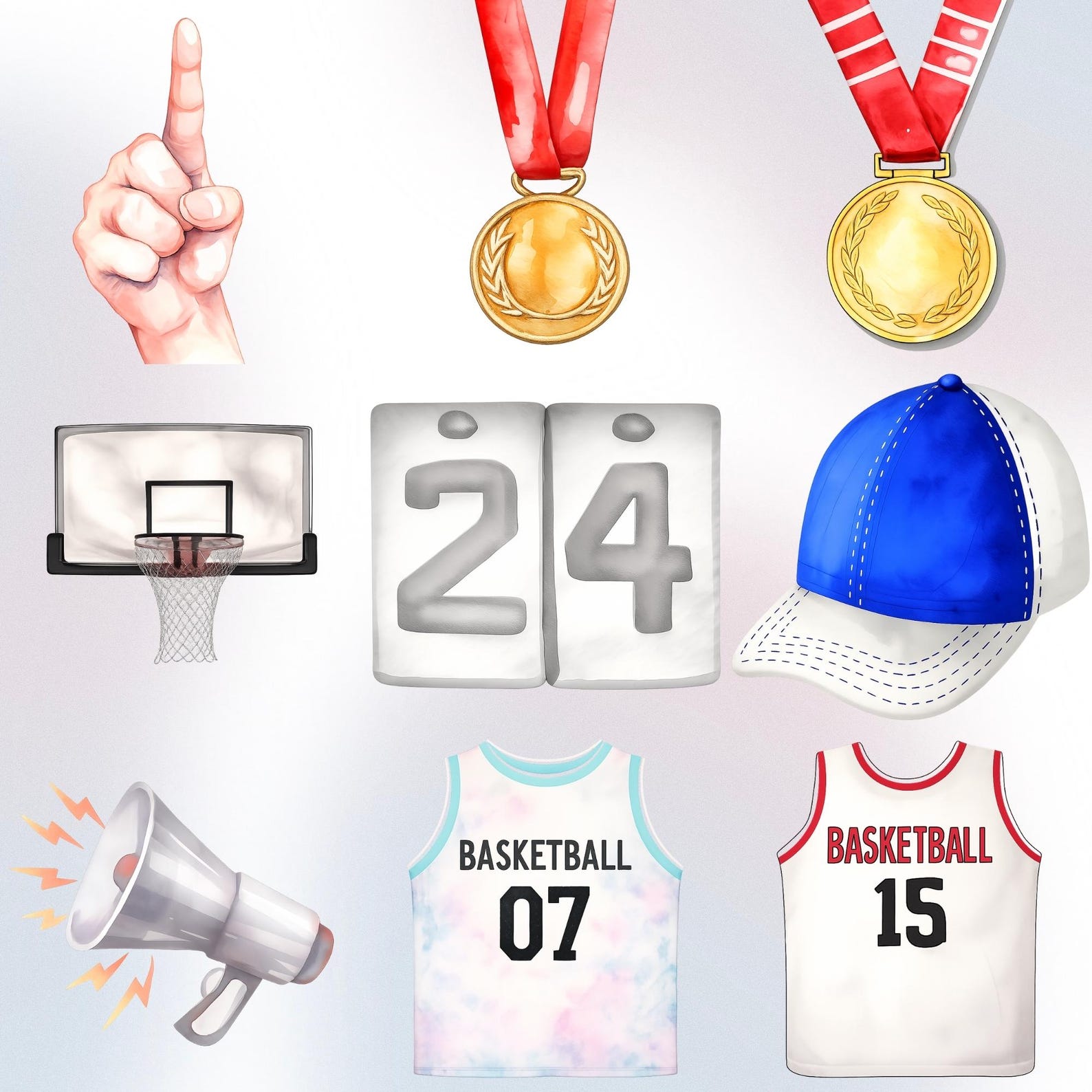 Watercolor Basketball Clipart PNG | Basketball Sports Clipart Set ...