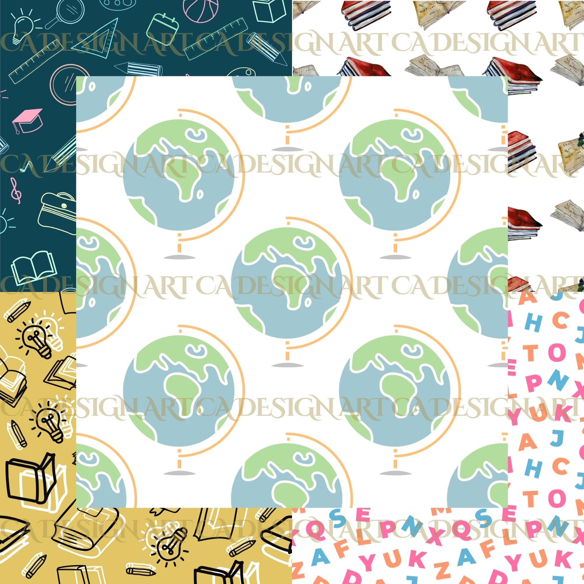 Back to School Digital Paper, Back to School Seamless Patterns JPG ...