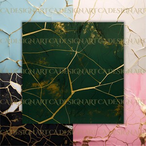 Kintsugi Digital Paper Pattern Bundle PNG Image Gold Kintsugi ...