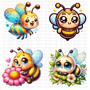 Honey Bee Clipart Bundle, Watercolor Bees Clip Art, Cute Bumblebee PNG ...