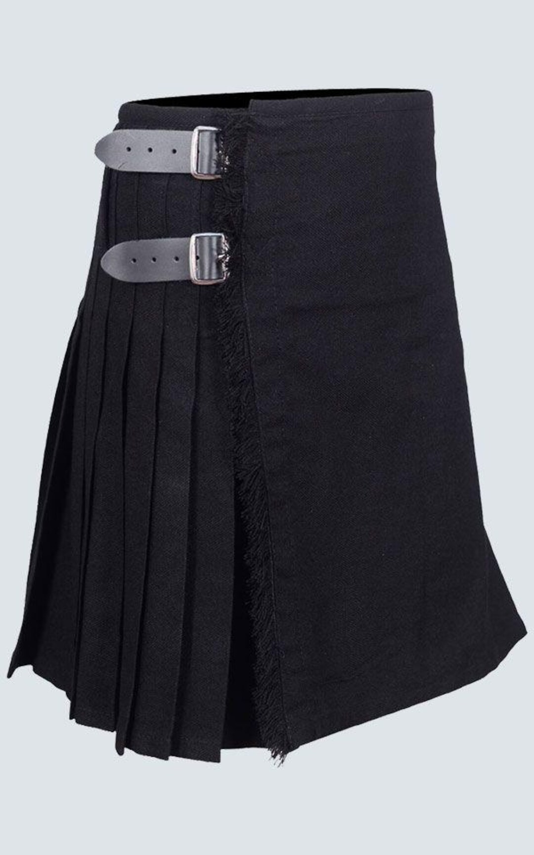 Solid Black Modern Tartan Kilt - Traditional 16 Oz 8 Yard Black Solid ...