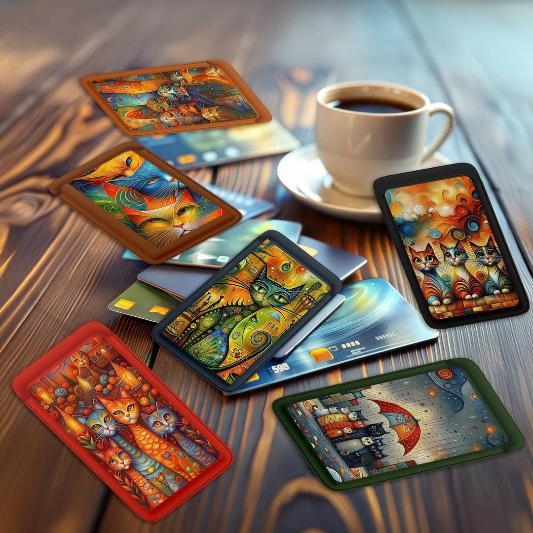 Leather Magsafe Wallet Case With Funny Cat Design for iPhone 16, iPhone ...