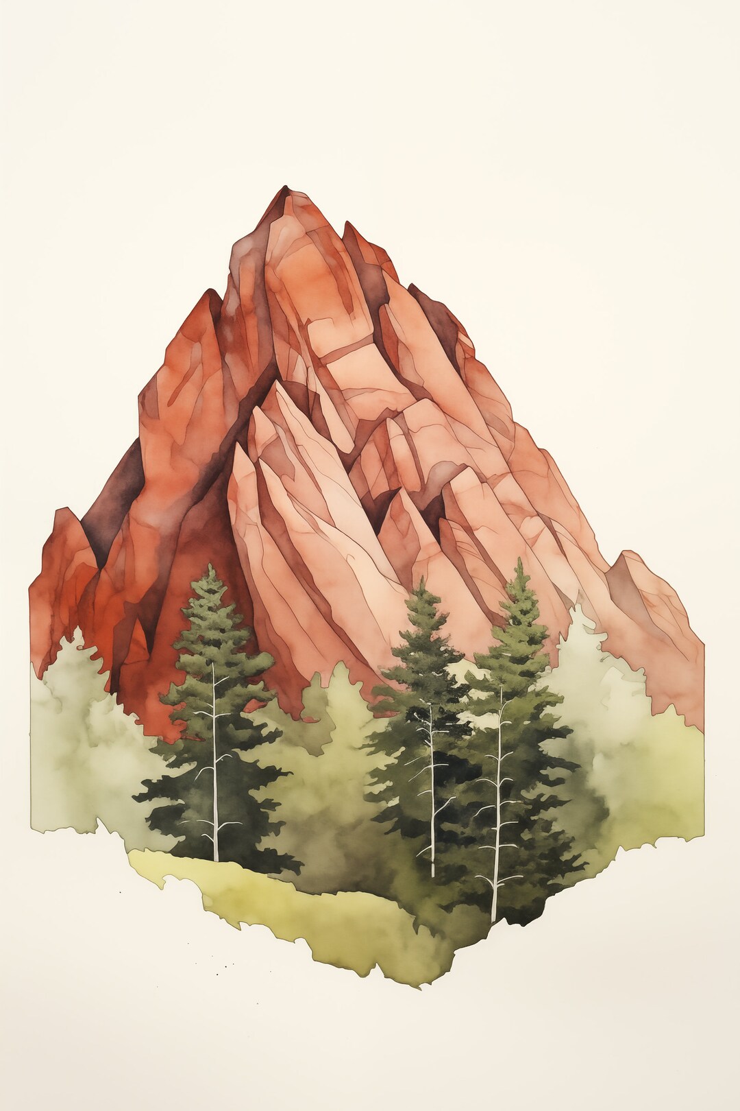 In the Shadows of the Flatirons, One of a Kind Boulder Colorado Watercolor - Etsy