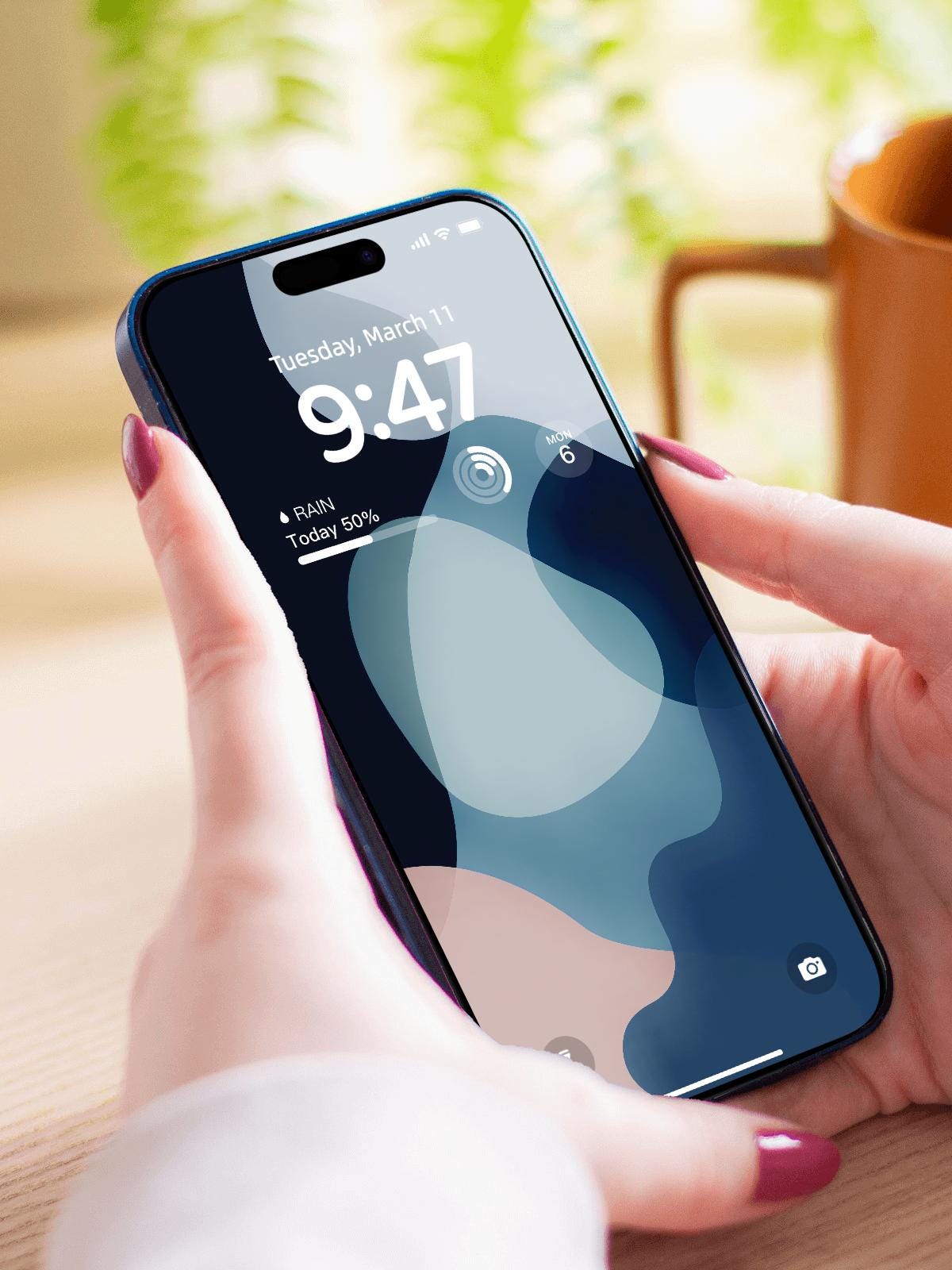 Minimalist Abstract iPhone Wallpaper | Navy and Blush Art Theme ...