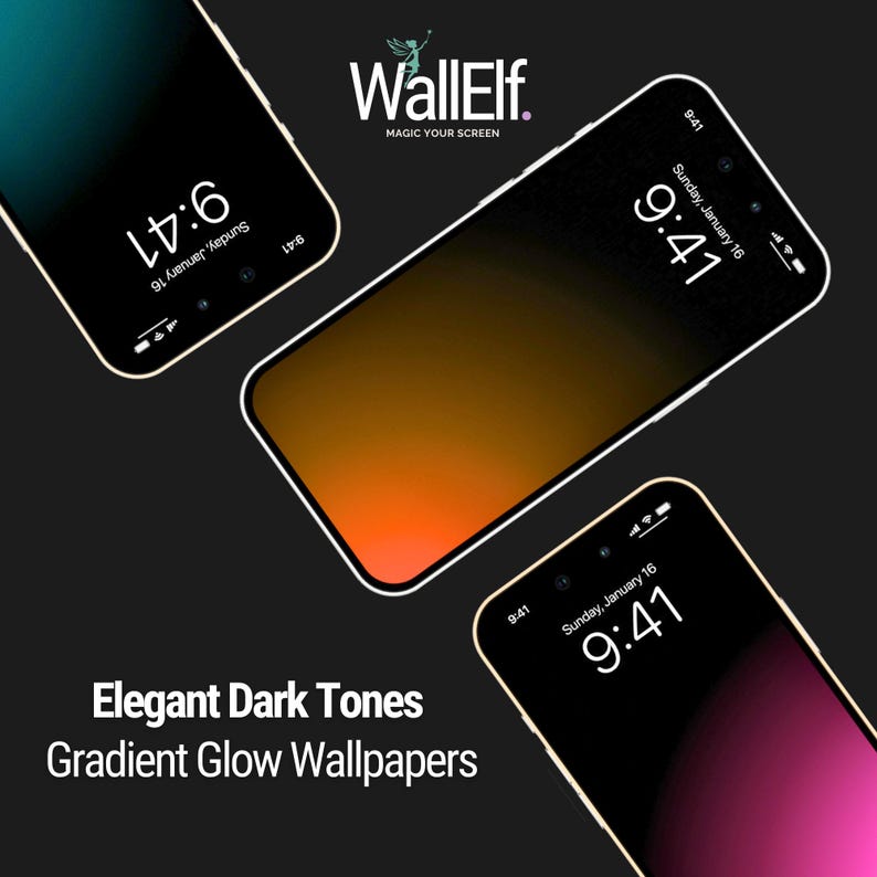 Gradient Glow Wallpaper | Set of 3 | Elegant Dark Tones for iPhone ...