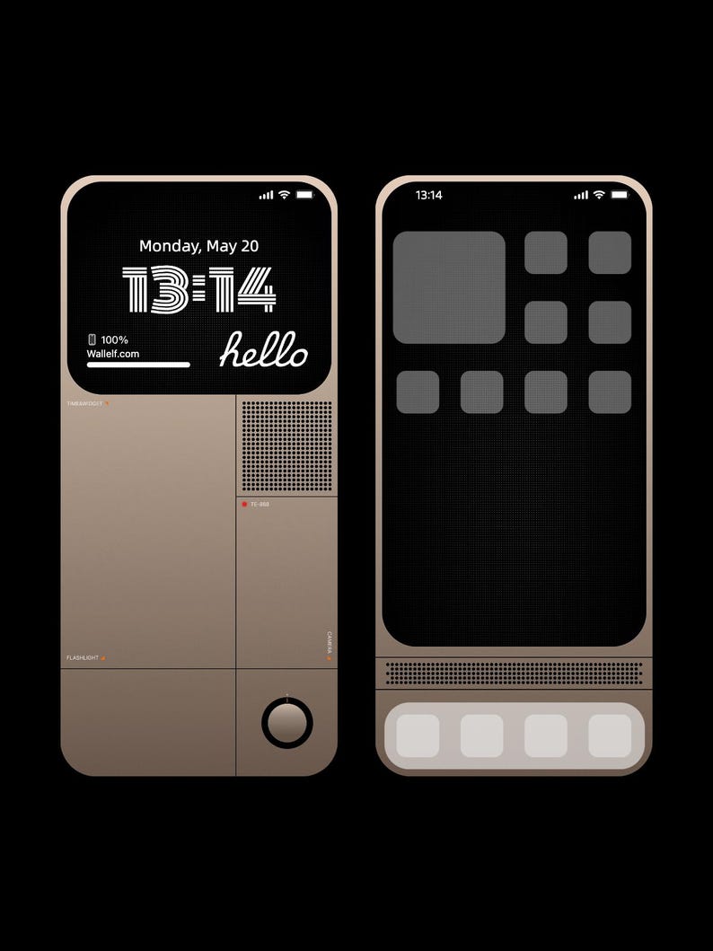 Retro Minimalist Tech Wallpaper Classic Beige Design for iPhone Android ...