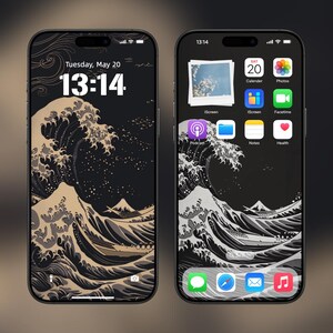 Ocean Wave Splash iPhone Wallpaper | Abstract Japanese Style Sea Art ...
