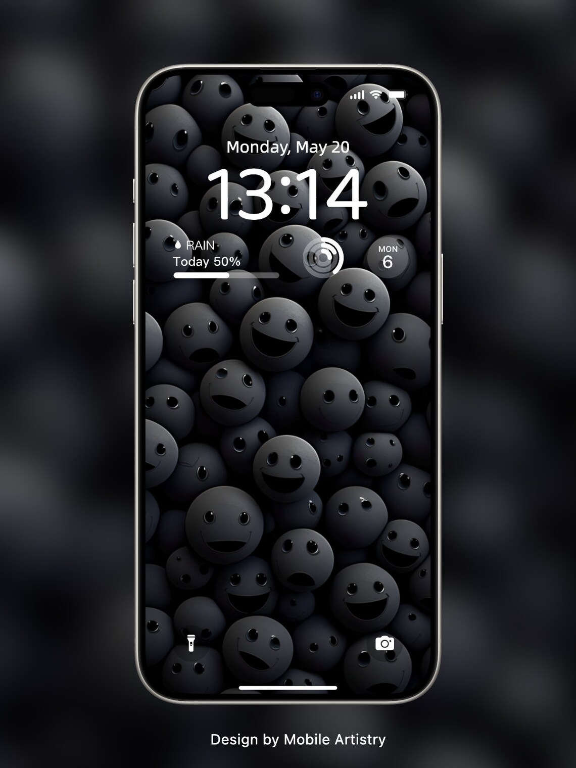 Dark Smiley Faces Phone Wallpaper | Monochrome HD Background (PNG) - Etsy