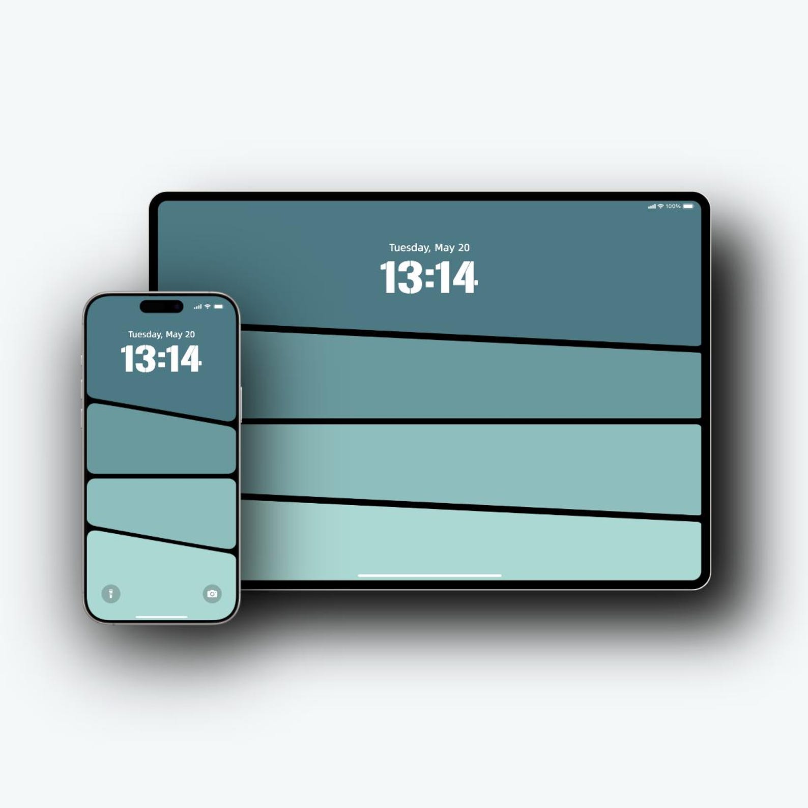 Aesthetic Gradient Split Wallpaper Set | Teal Blue iPhone iPad ...