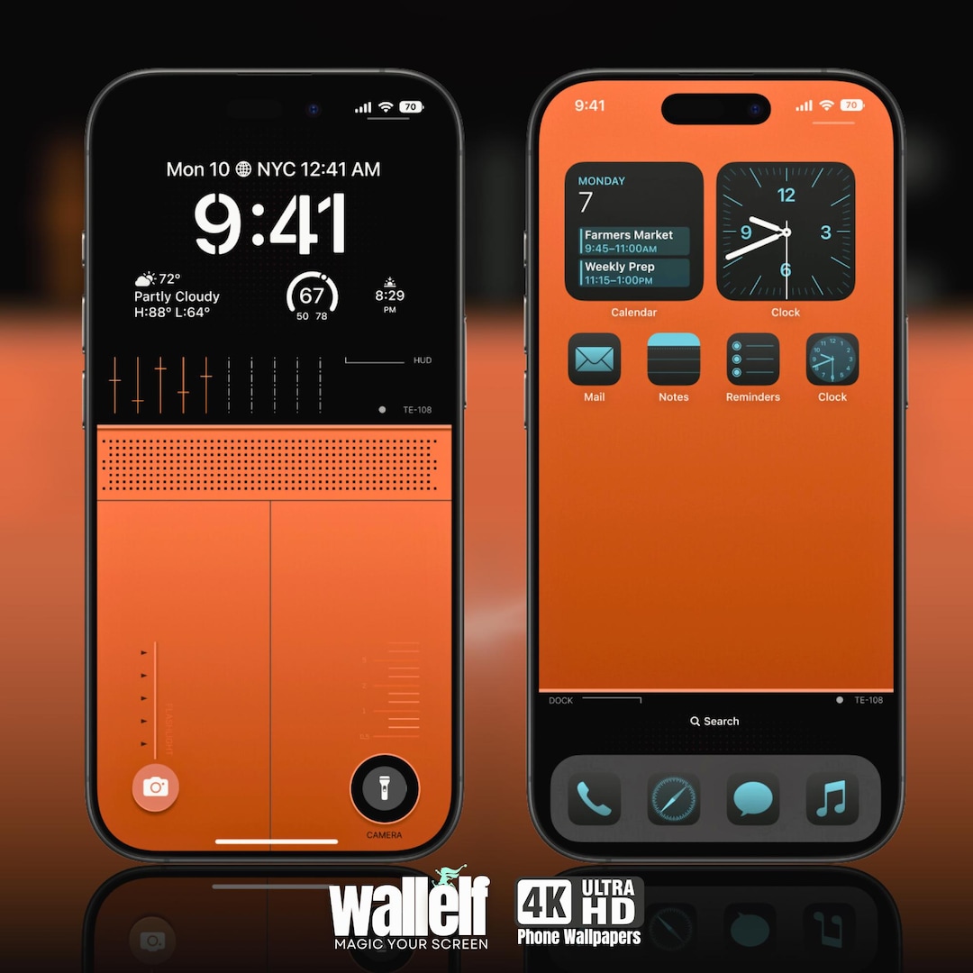 Modern Retro Orange Wallpaper | Minimalist 4K Digital Design for Ios ...