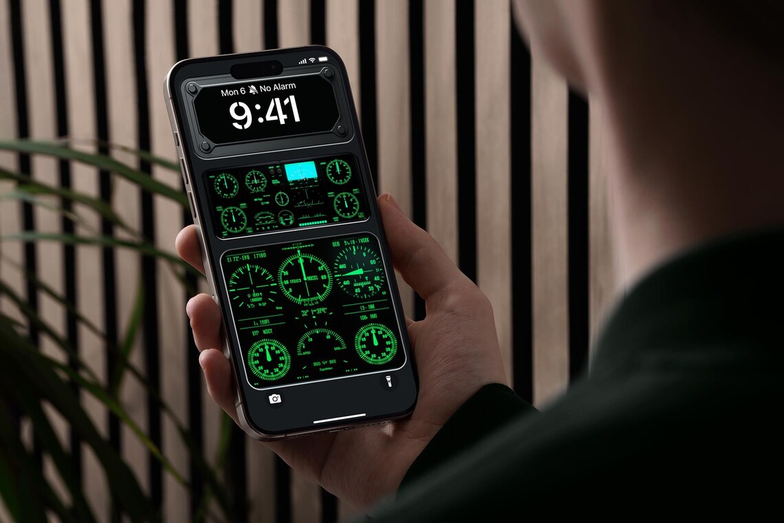 Aircraft Instrument Panel Wallpaper | Futuristic Green Glow Aviation ...