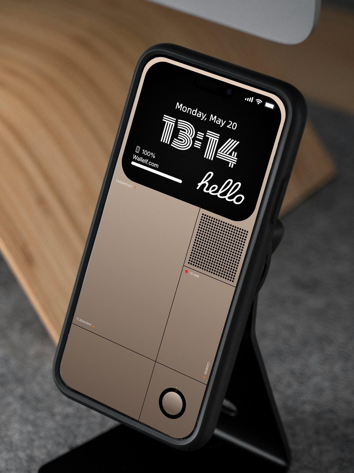 Retro Minimalist Tech Wallpaper Classic Beige Design for iPhone Android ...