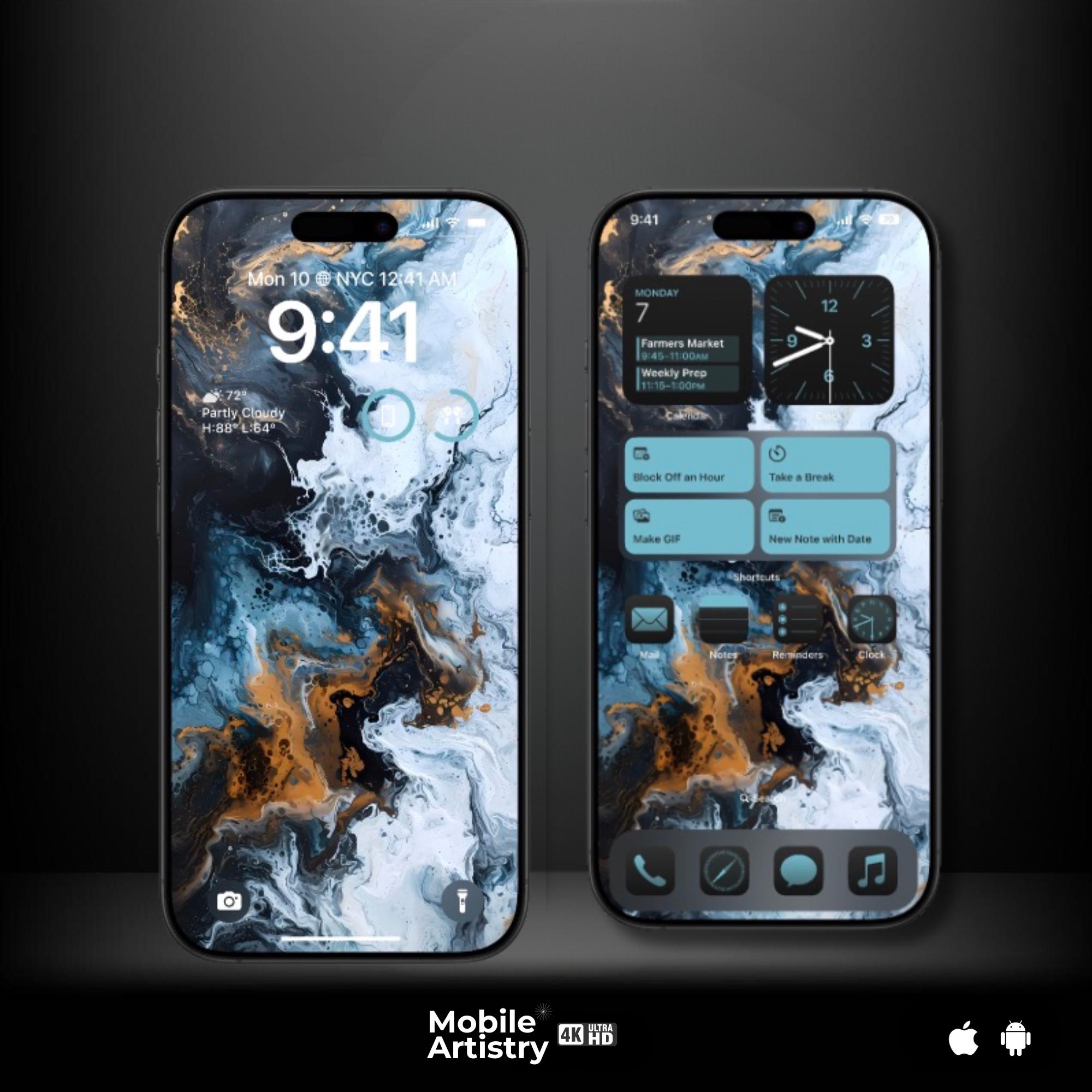 Abstract Marble Swirl 4K Phone Wallpaper Set | Artistic Fluid Art Trio ...