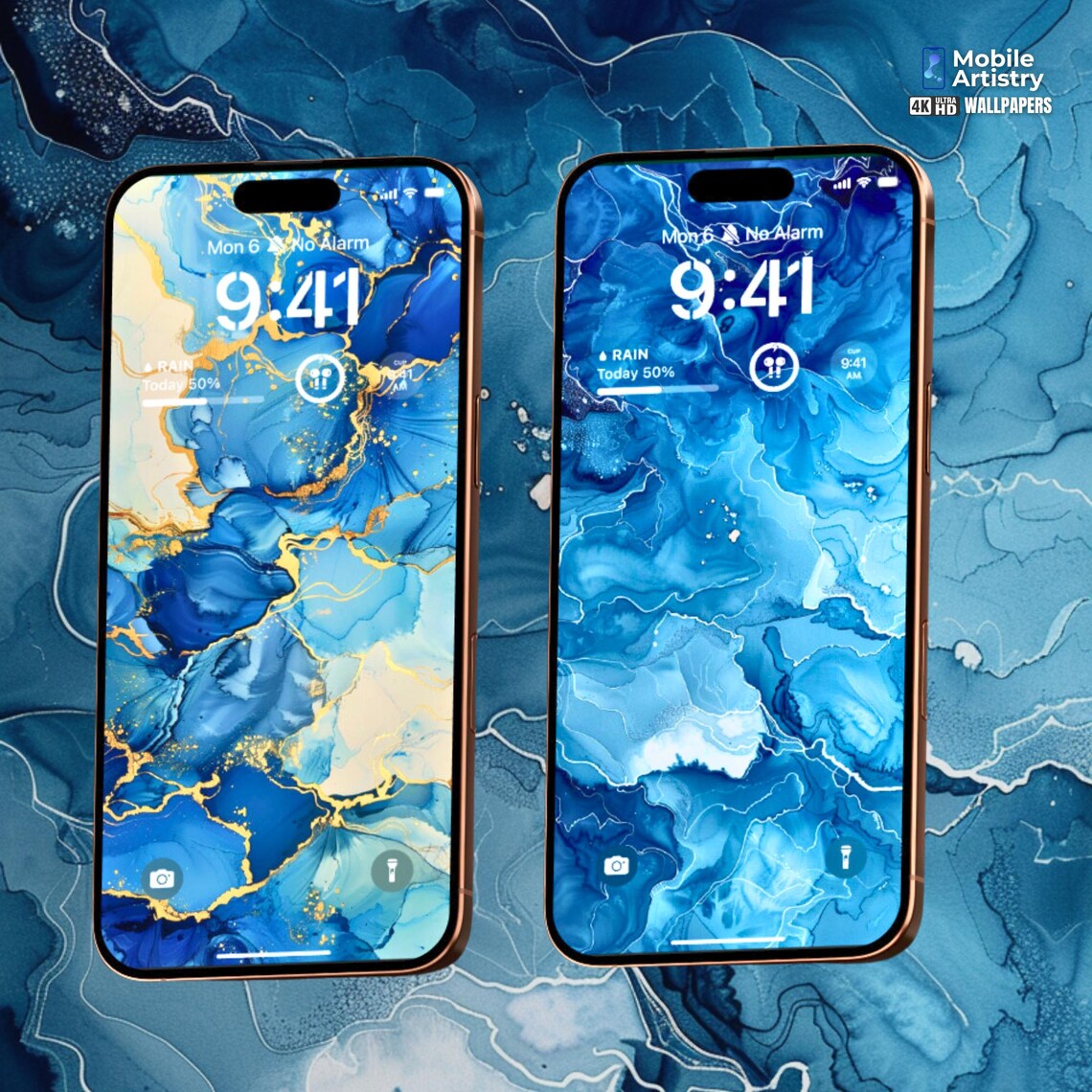 Abstract Blue Marble Phone Wallpaper Set | 4K Ocean-inspired Aesthetic ...