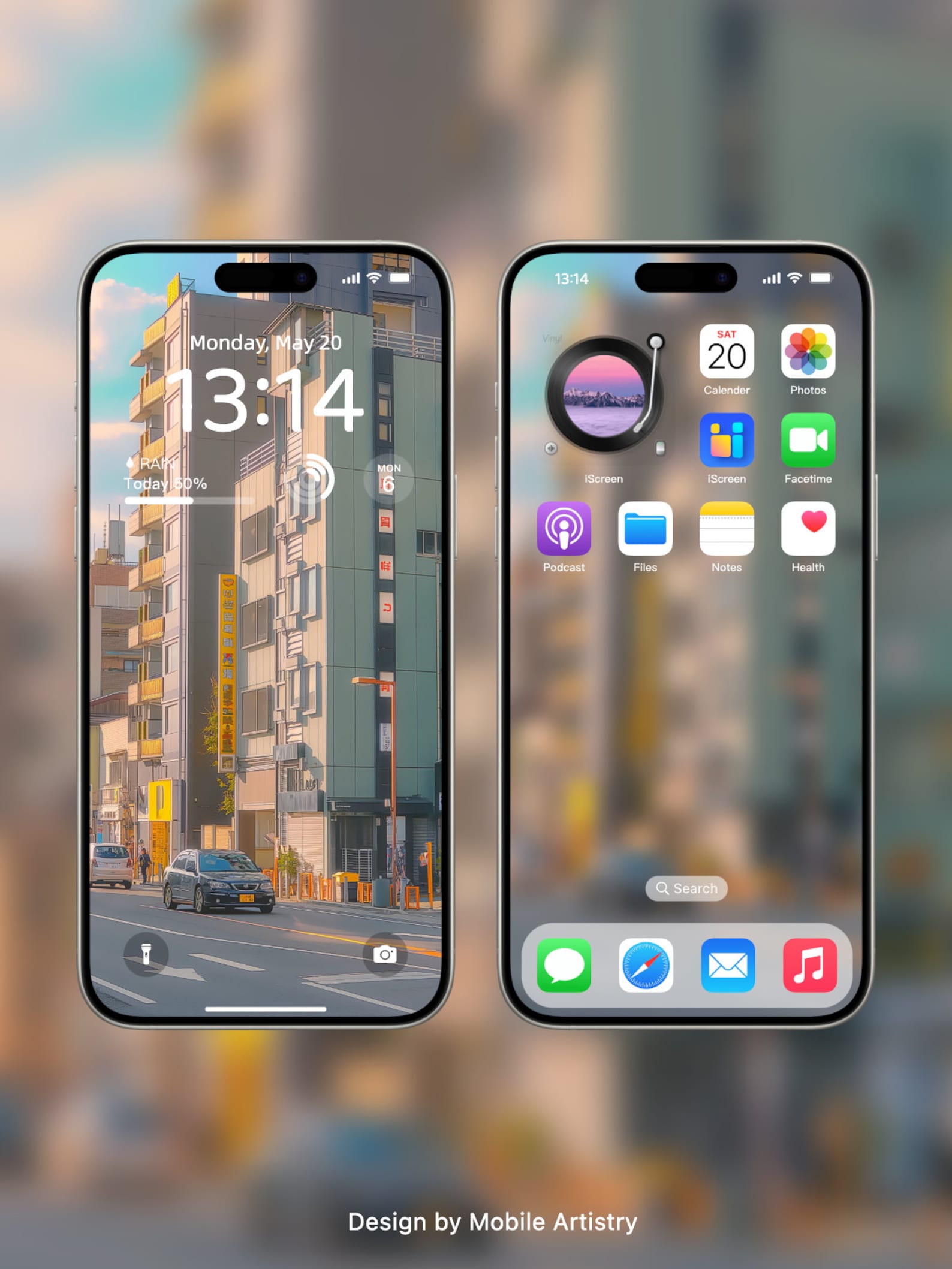 Hand-drawn Urban Street Phone Wallpaper | iPhone & Android | Cityscape ...