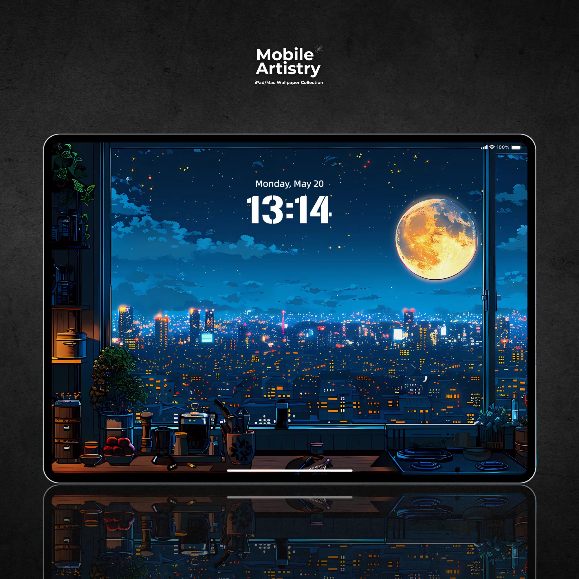 City Night View Tablet Wallpapers Cozy Urban Skyline Window Views for ...