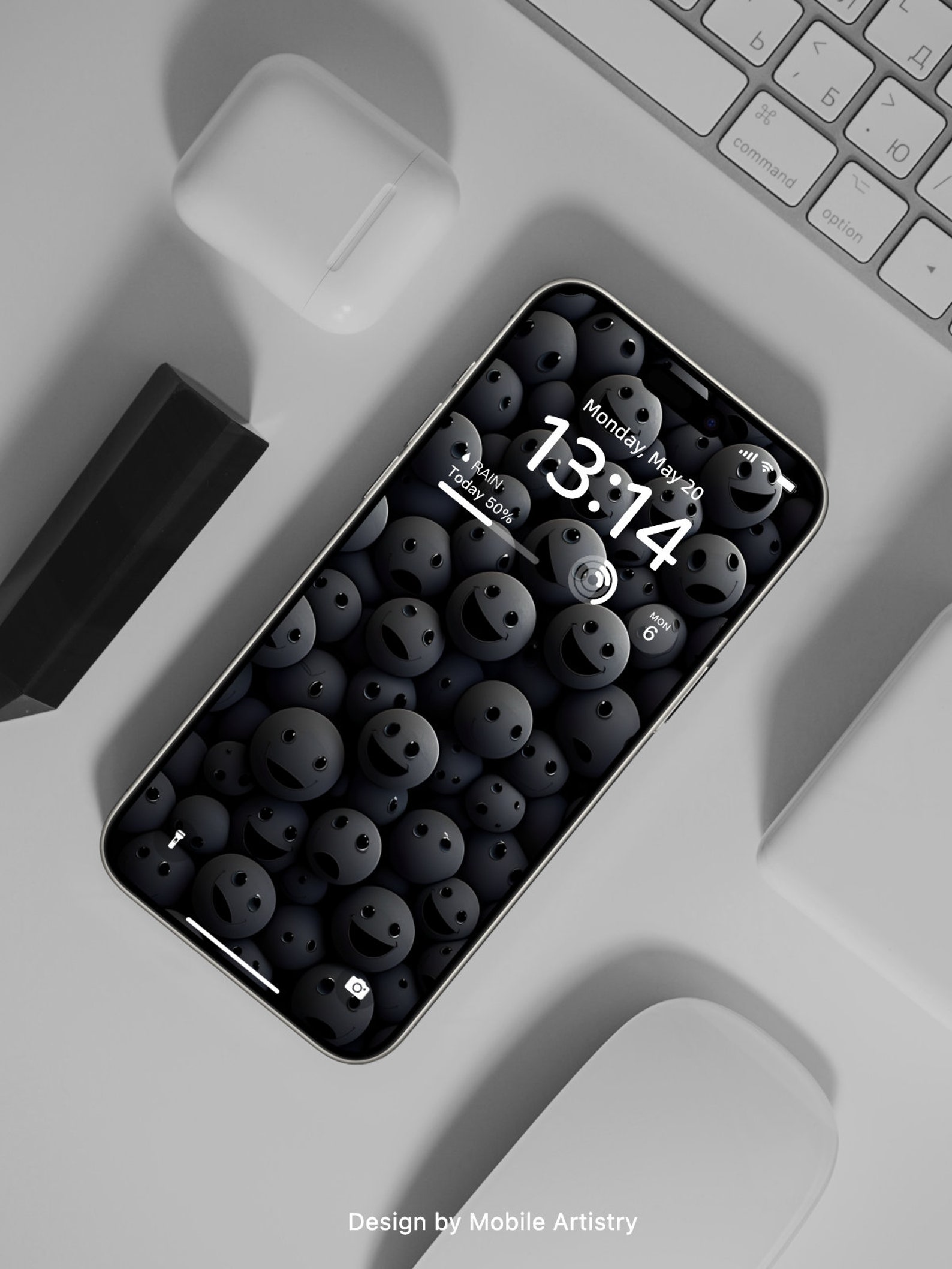 Dark Smiley Faces Mobile Wallpaper | Monochrome Smiley Background | HD ...
