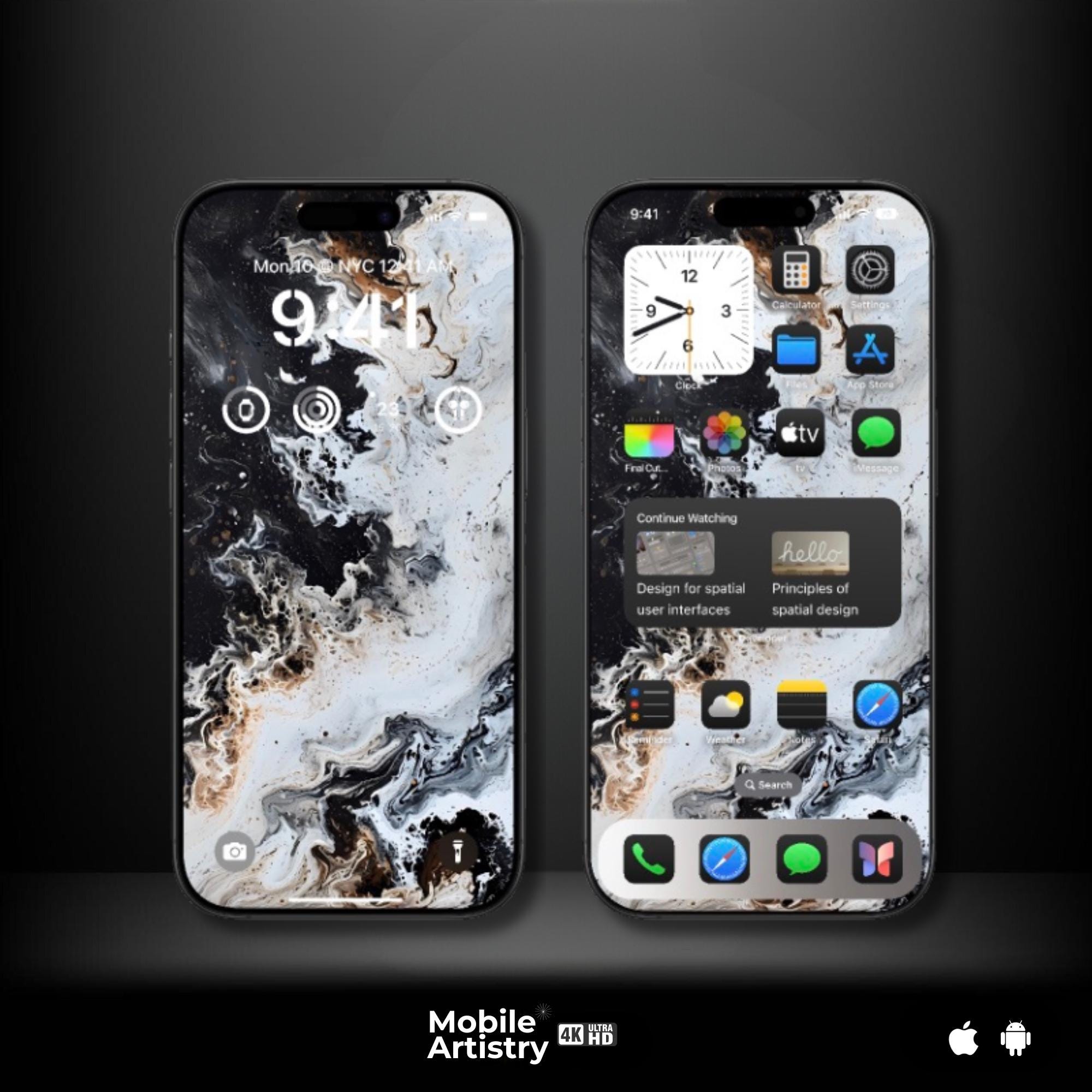 Abstract Marble Swirl 4K Phone Wallpaper Set | Artistic Fluid Art Trio ...
