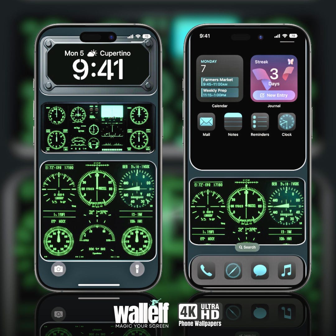 Aircraft Instrument Panel Wallpaper | Futuristic Green Glow Aviation ...