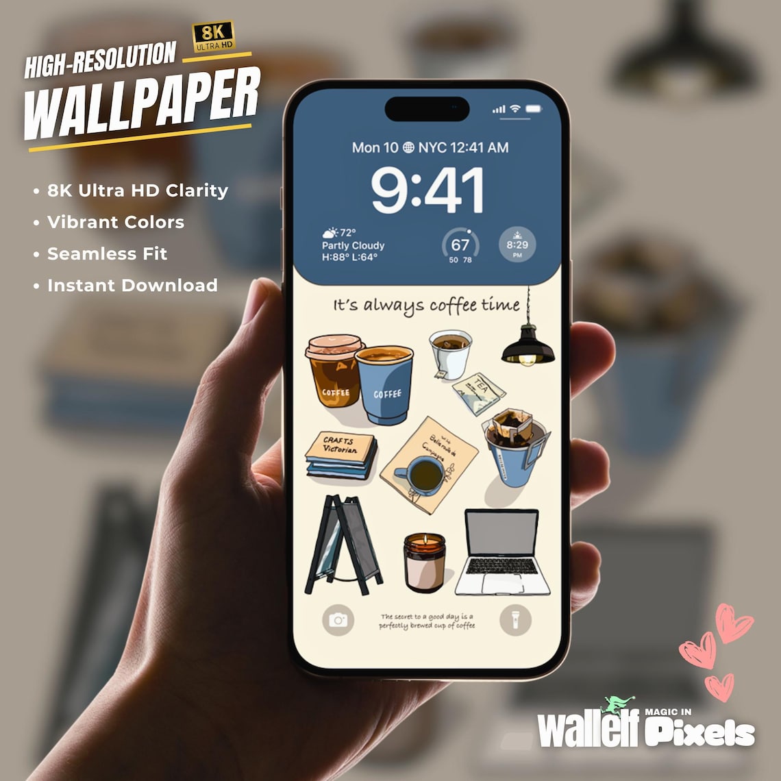 Coffee Lover’s iPhone Wallpaper | Cozy Coffee Time Digital Background ...