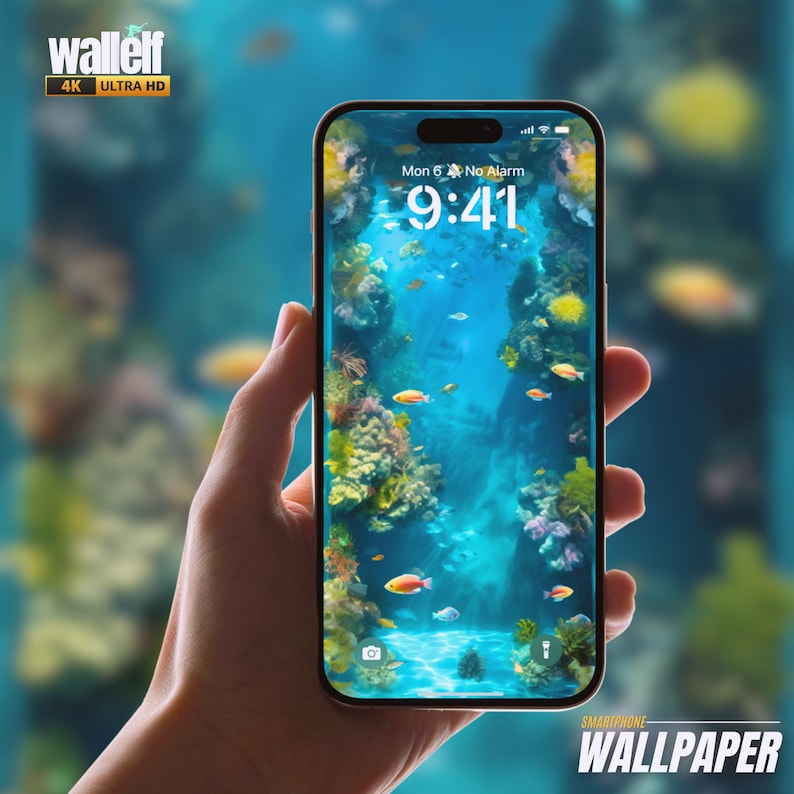 Underwater Ocean Scene Phone Wallpaper | 4K Digital Download | Marine ...