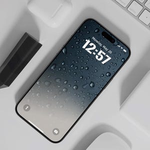 Water Droplets iPhone Wallpaper | Realistic Rain Lock Screen | Gradient ...