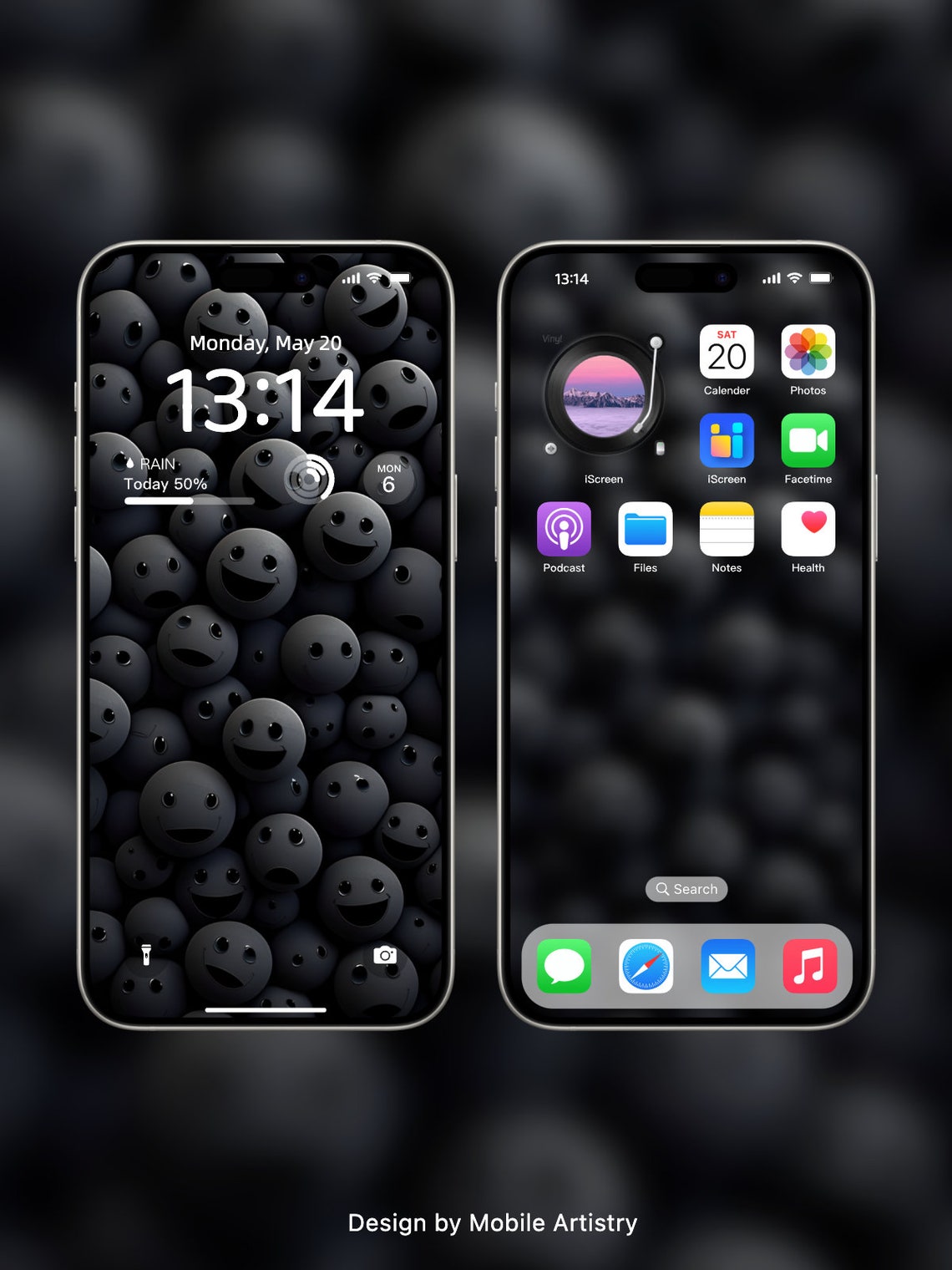 Dark Smiley Faces Mobile Wallpaper | Monochrome Smiley Background | HD ...