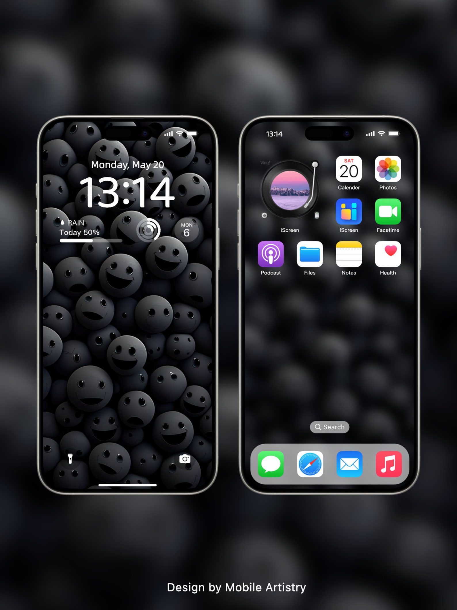 Dark Smiley Faces Mobile Wallpaper | Monochrome Smiley Background | HD ...