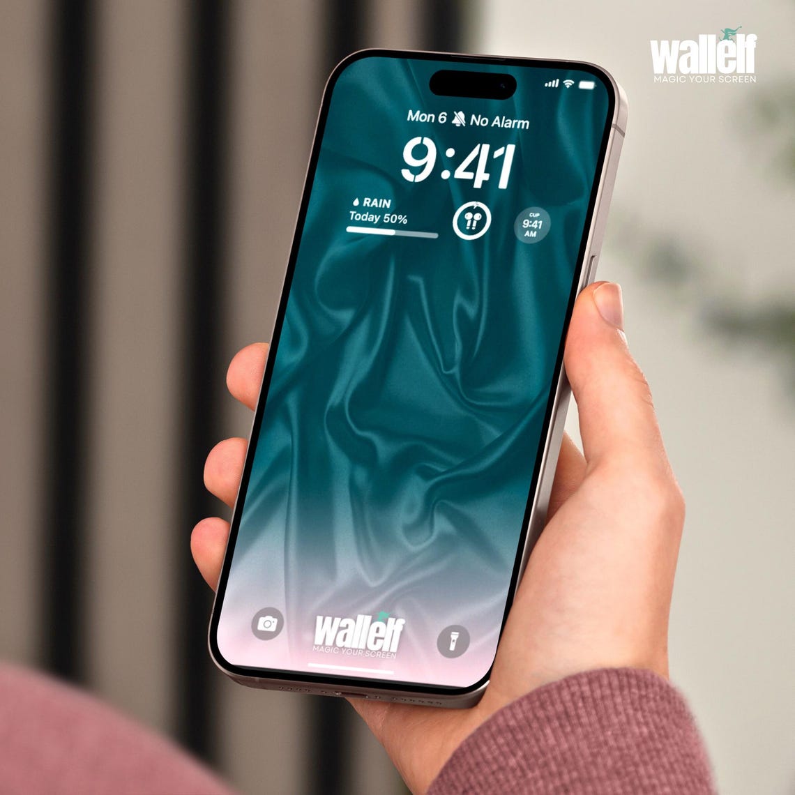 Silk Texture Teal Wallpaper Set for iPhone Android Elegant Satin Design ...